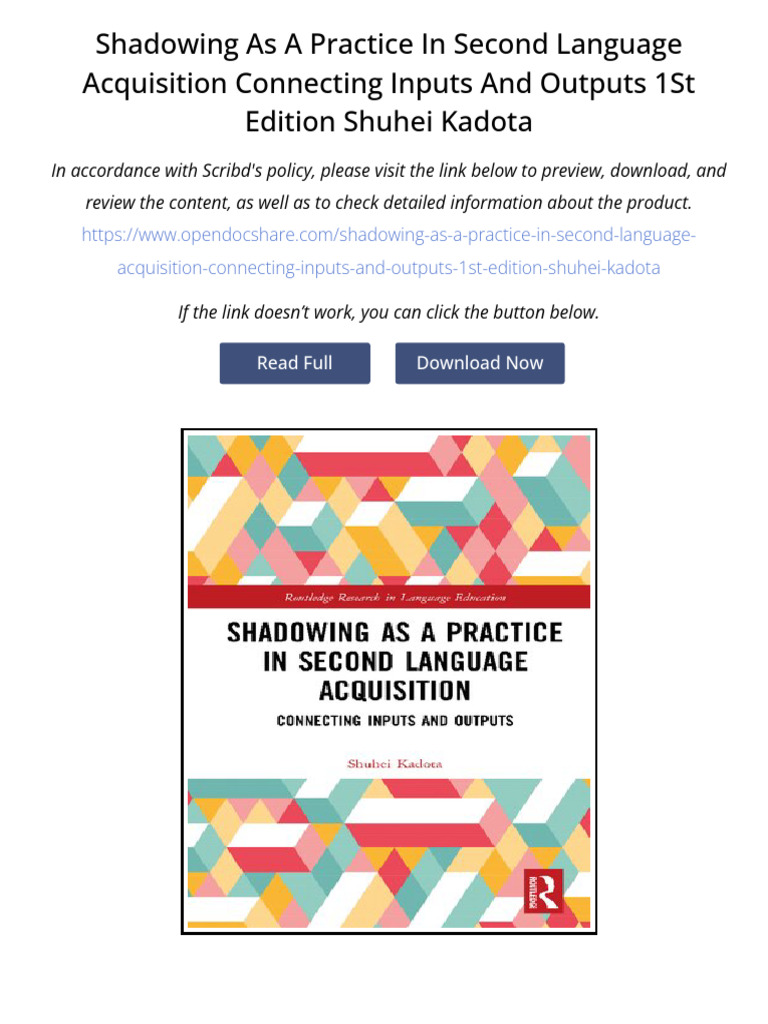Shadowing as a Practice in Second Language Acquisition Connecting ...