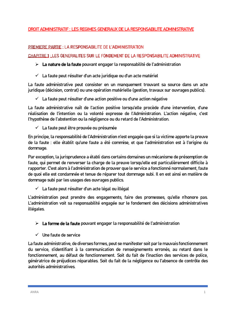 Responsabilité administrative : principes clés | PDF | Droits de ...