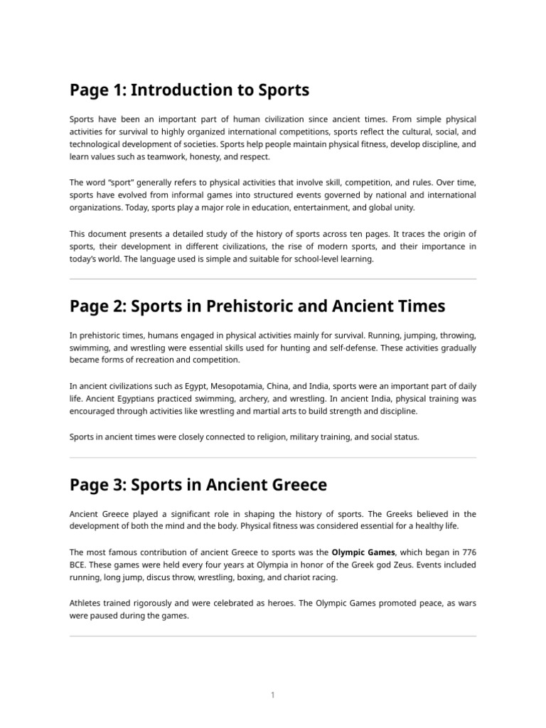 History and Evolution of Sports | PDF | Sports