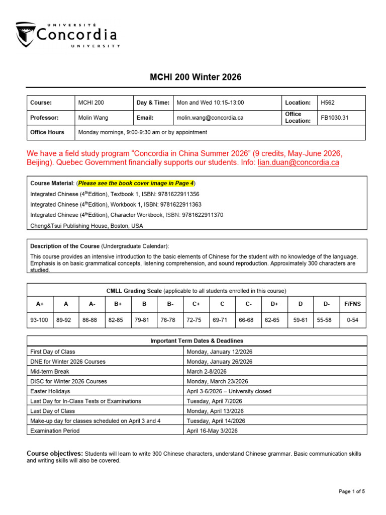MCHI 200: Intro to Modern Chinese Course | PDF | Chinese Language ...