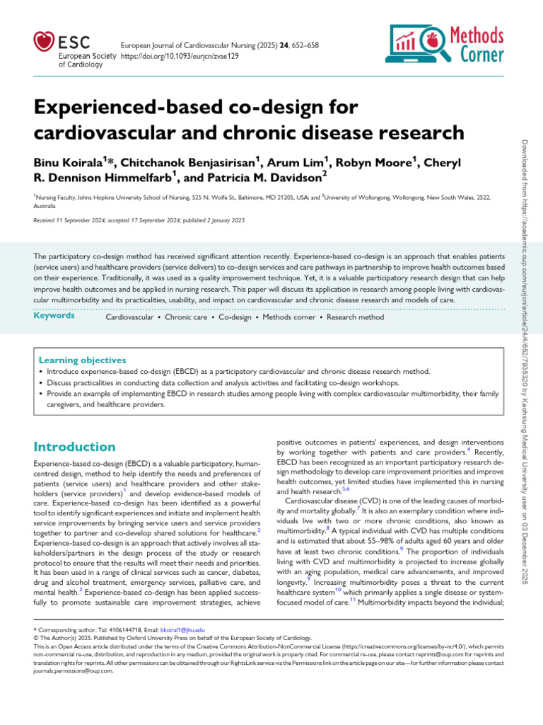 Experienced Based Co Design Approach | PDF | Chronic Condition | Caregiver
