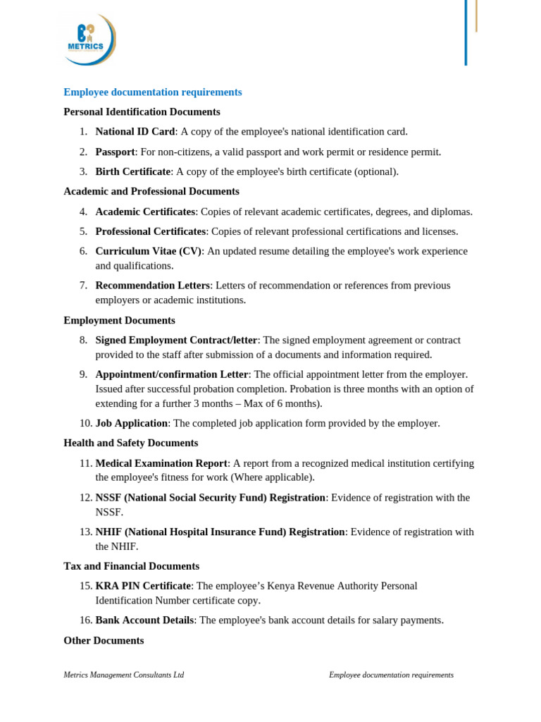 Essential Employee Document Checklist | PDF | Identity Document ...