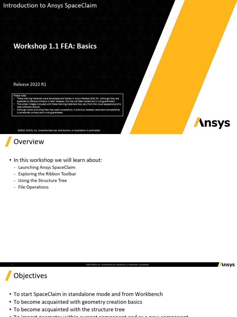 Ansys SpaceClaim FEA Basics Workshop | PDF | Rotation | Software