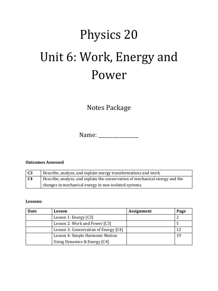 Work, Energy, and Power Concepts | PDF | Force | Oscillation