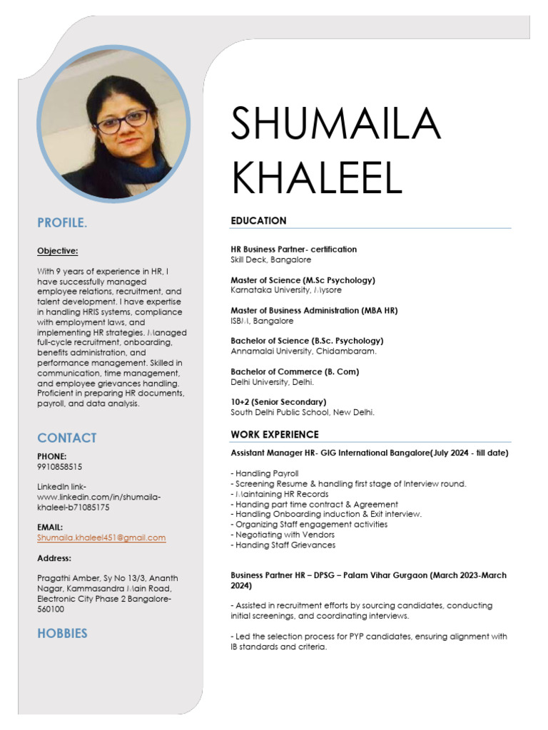 Updated Resume- Shumaila Khaleel Resume | PDF | Recruitment | Employment