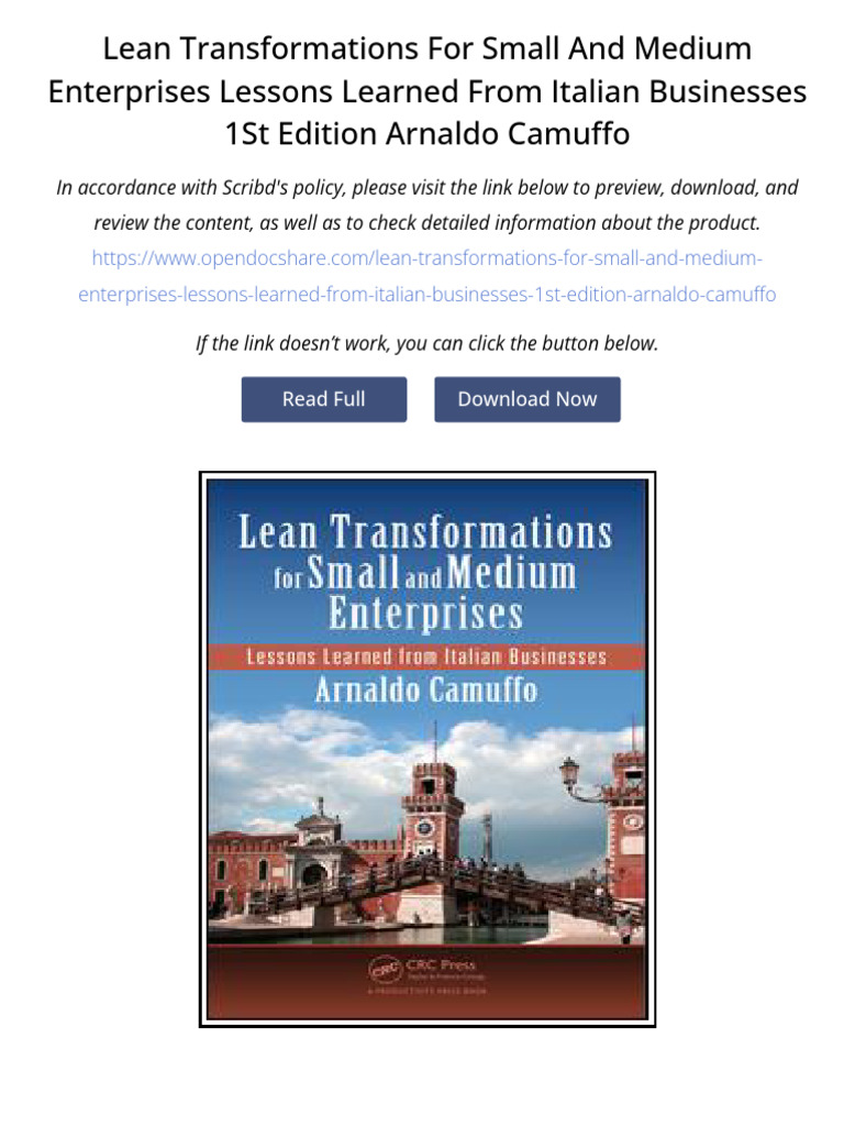 Lean Transformations for Small and Medium Enterprises Lessons Learned ...