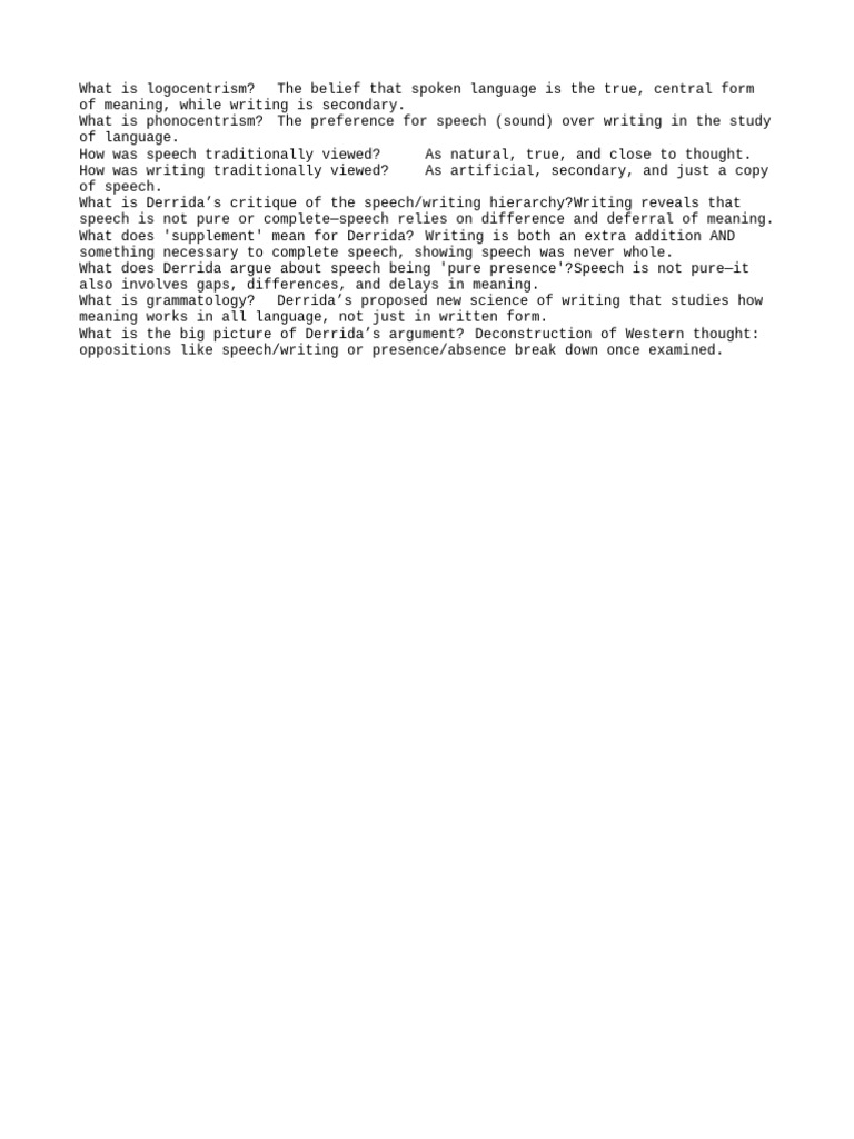 Understanding Logocentrism and Derrida's Critique | PDF