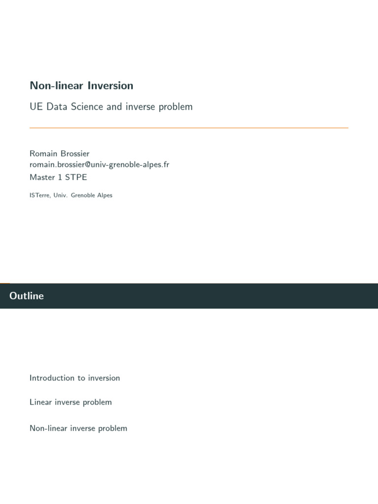 Non-linear Inversion in Data Science | PDF | Inverse Problem ...