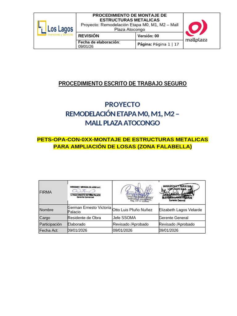 Montaje de Estructuras Metálicas en Mall | PDF | Sistema de manejo de ...