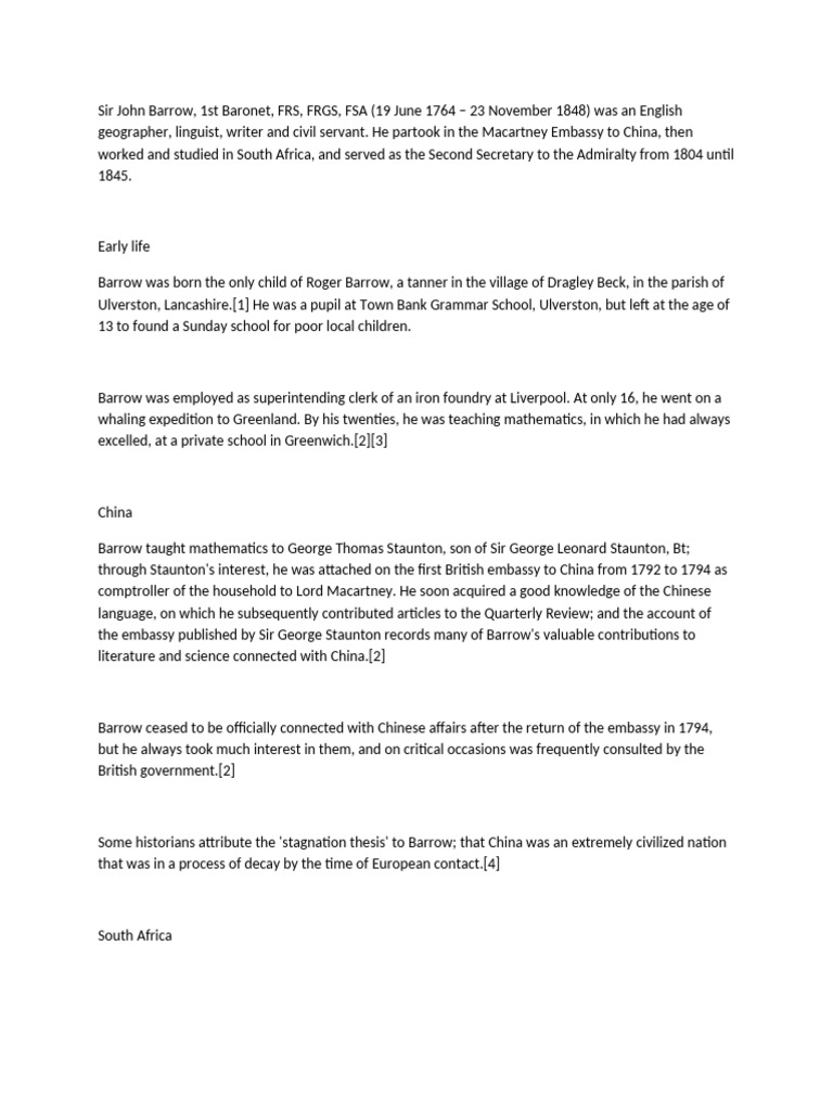 Sir John Barrow | PDF