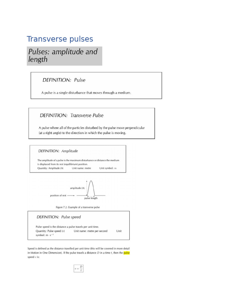 Transverse Pulses | PDF