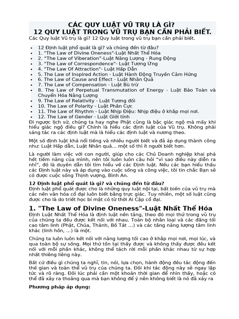 12 Quy luật vũ trụ | PDF