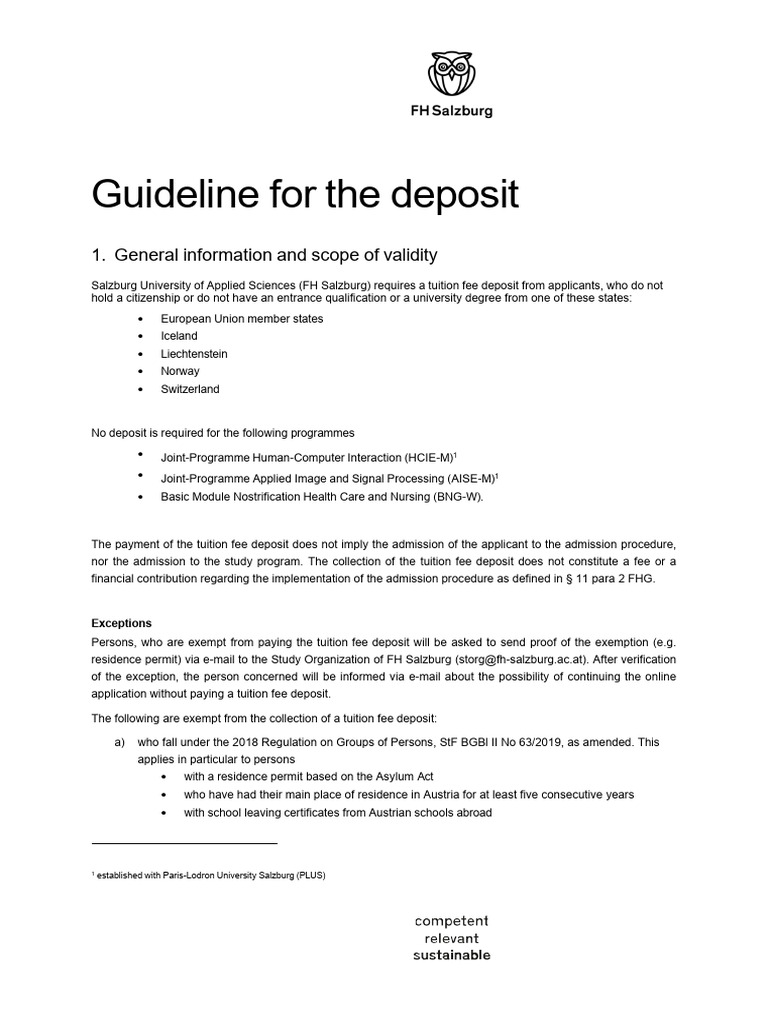 FH Salzburg Tuition Fee Deposit Guide | PDF | Credit Card | Fee