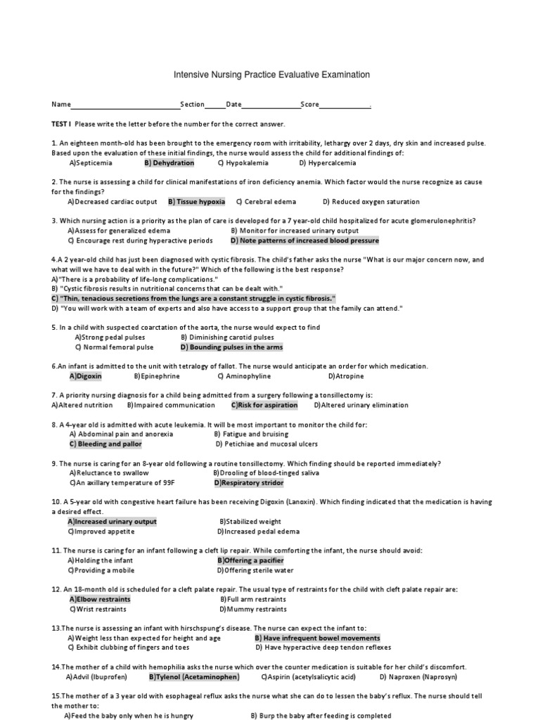 Inp Eval Exam | PDF | Pulse | Litre