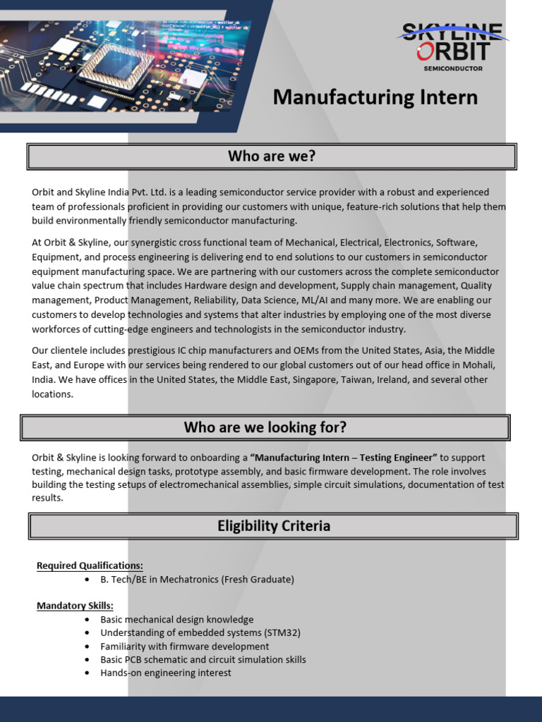 Manufacturing Intern | PDF | Electronics | Engineering