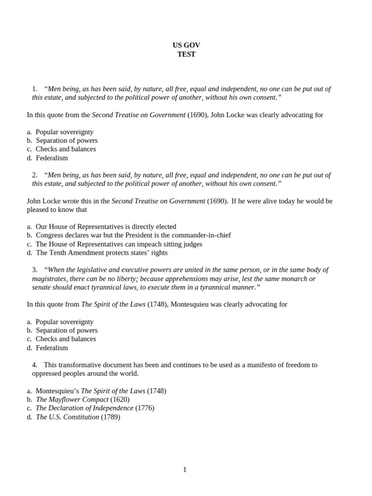 semester 1 us gov exam | PDF | United States Congress | American Government