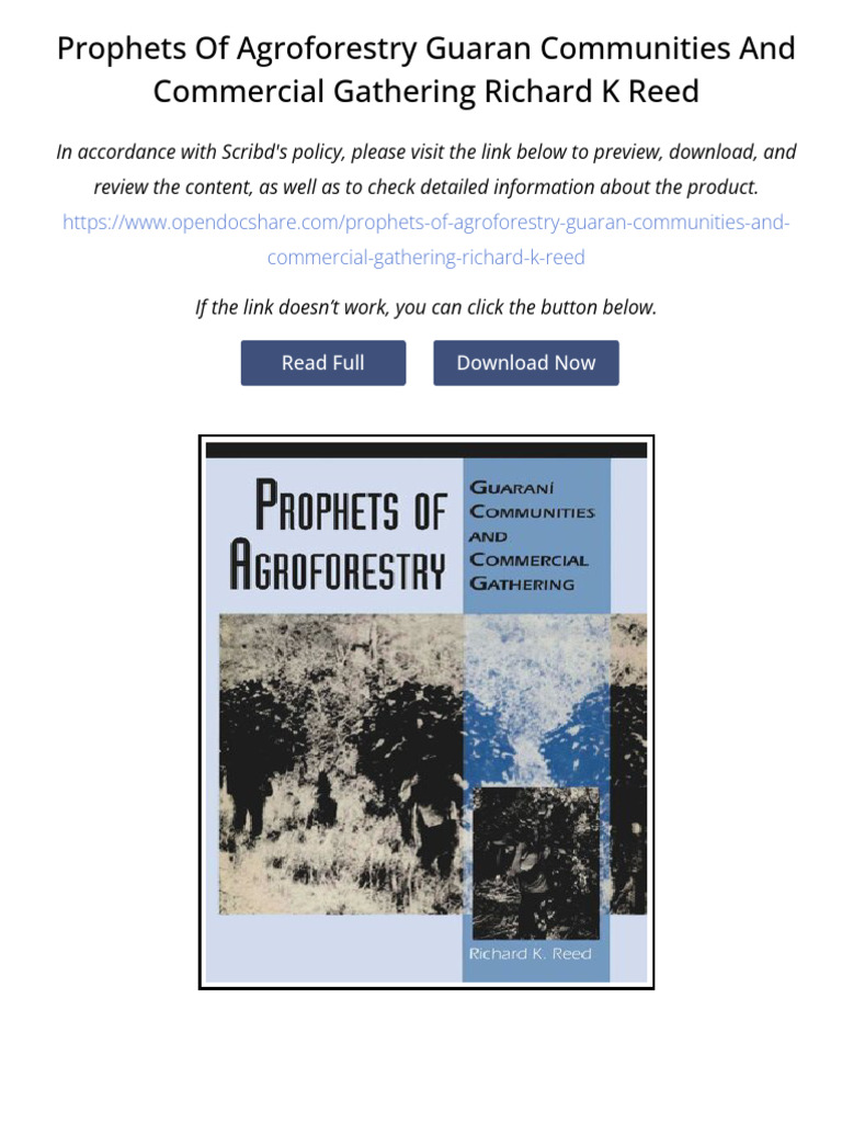 Prophets Of Agroforestry Guaran Communities And Commercial Gathering ...
