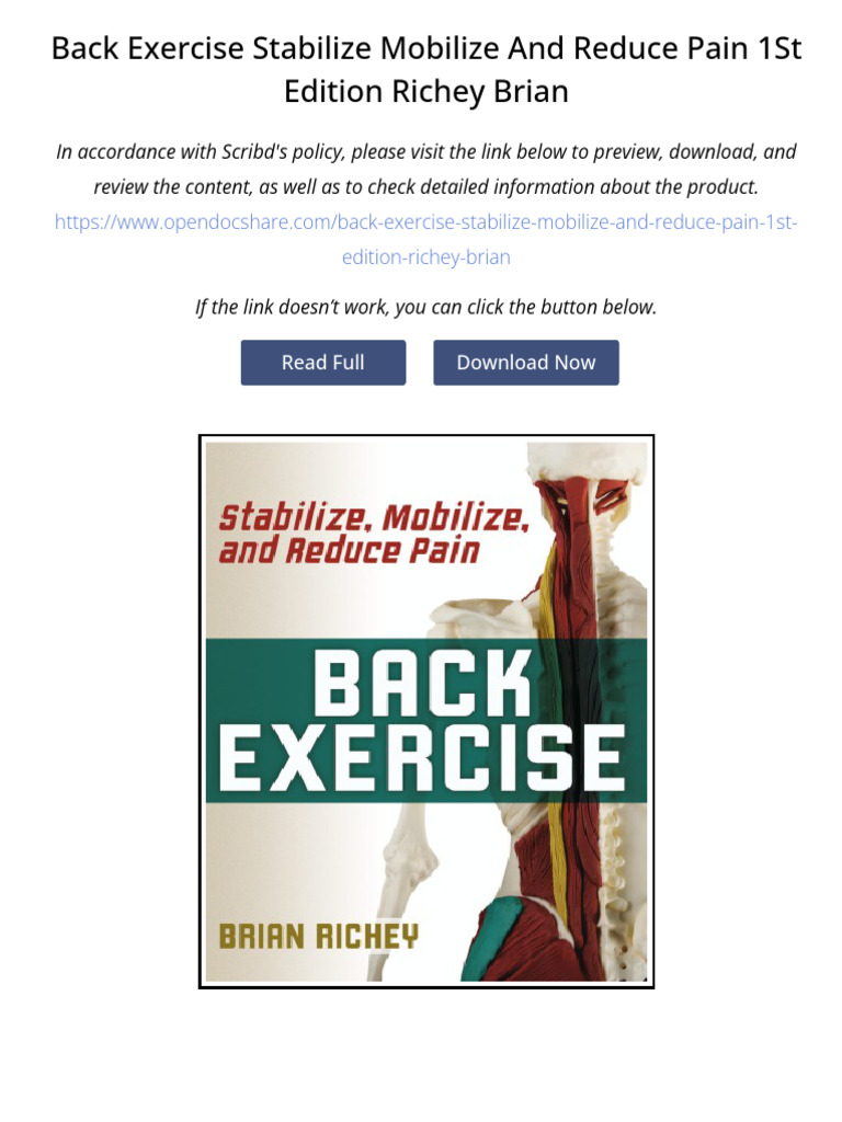 Back Exercise Stabilize Mobilize and Reduce Pain 1st Edition Richey ...