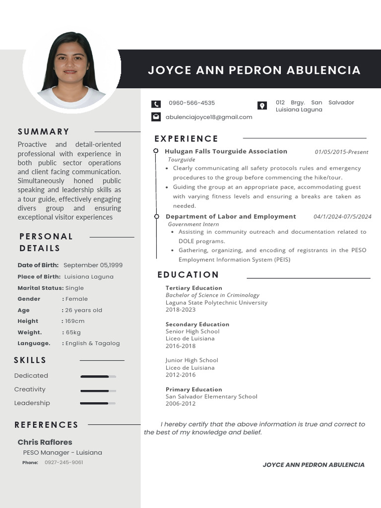 Professional Minimalist CV Resume | PDF