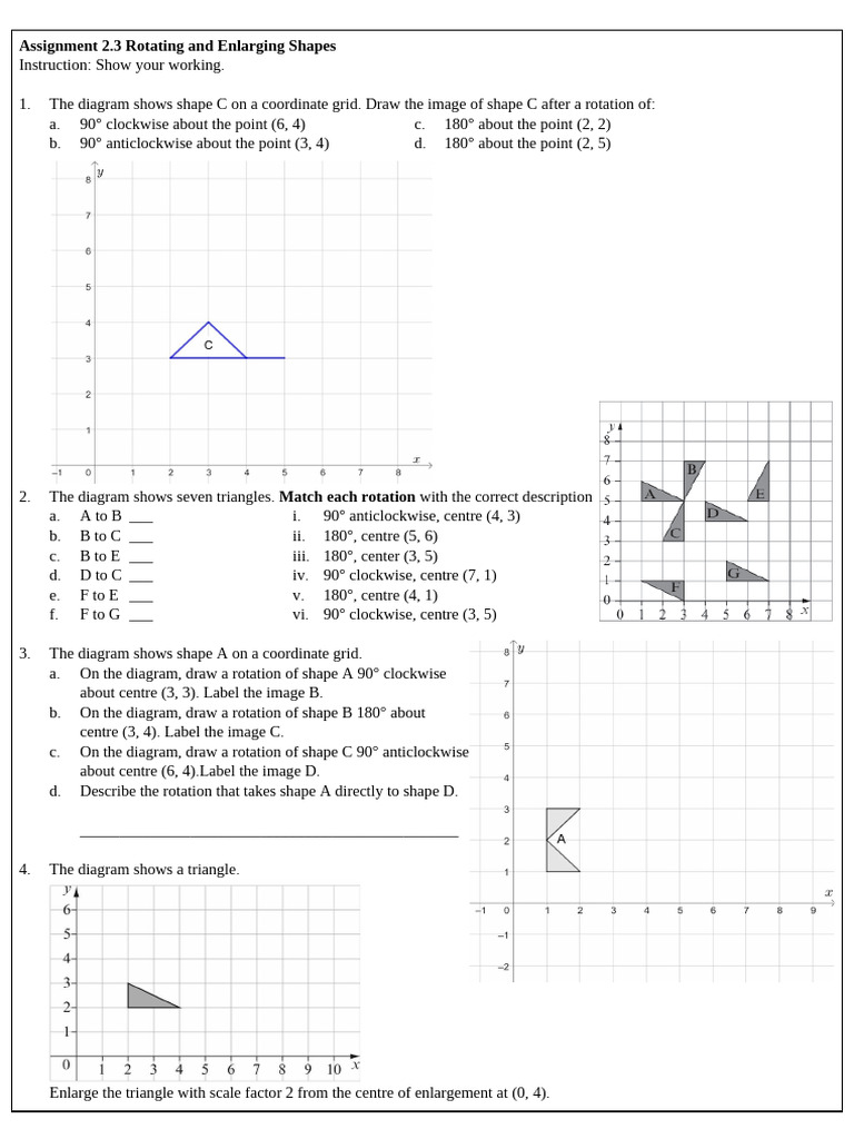 Grade 7 - 22425TUG2 - Geometry and Measurement - Rotating and Enlarging ...