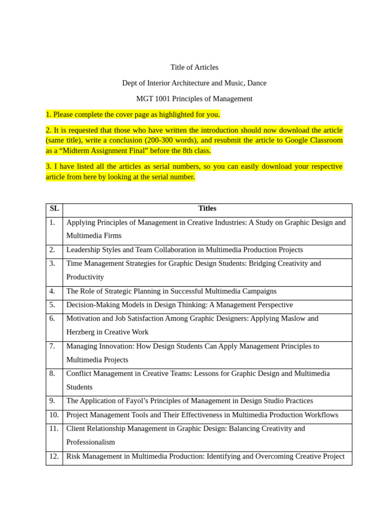 Title of Articles-Final | PDF | Project Management | Interior Design