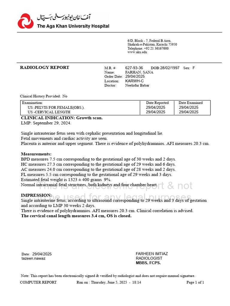 AKUH PatientReport2025!06!05T181427Z | PDF | Fetus | Medical Specialties