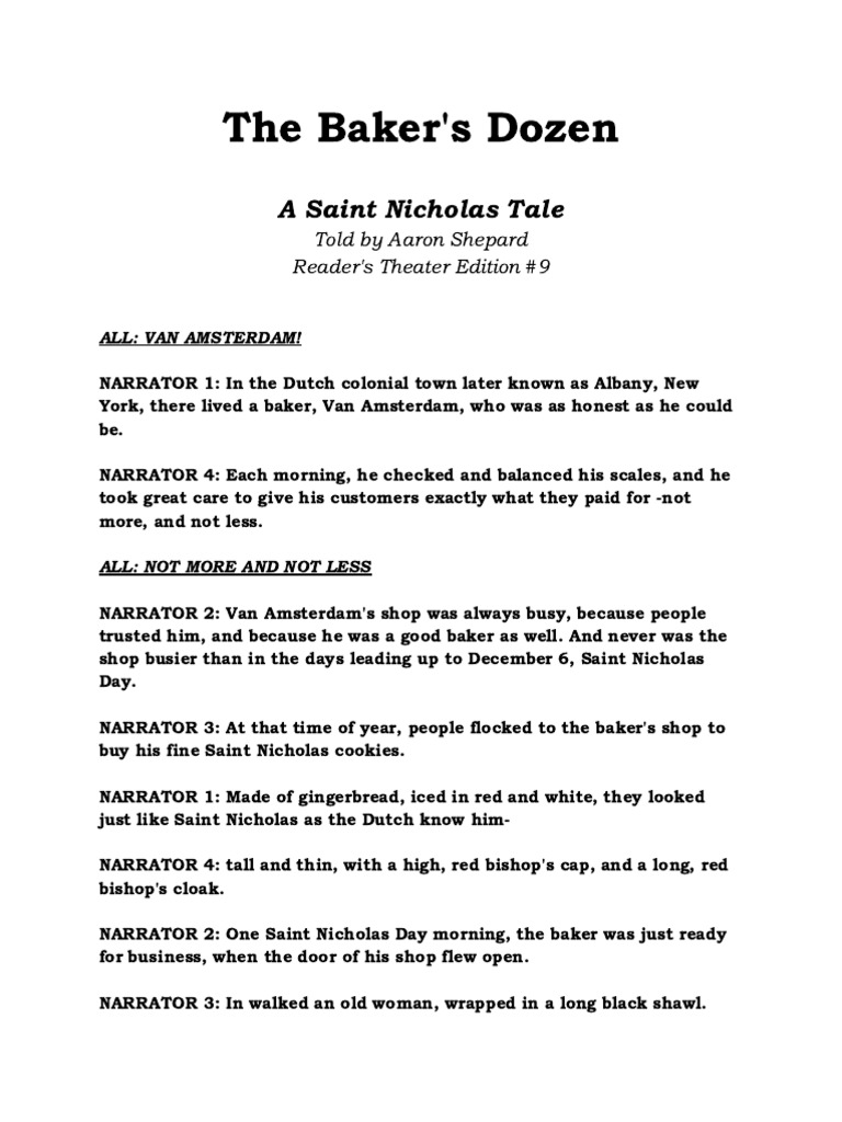 The Baker's Dozen a Saint Nicholas Tale | PDF