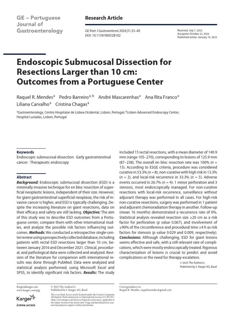 Endoscopic Submucosal Dissection for Resections Larger Than 10 Cm ...