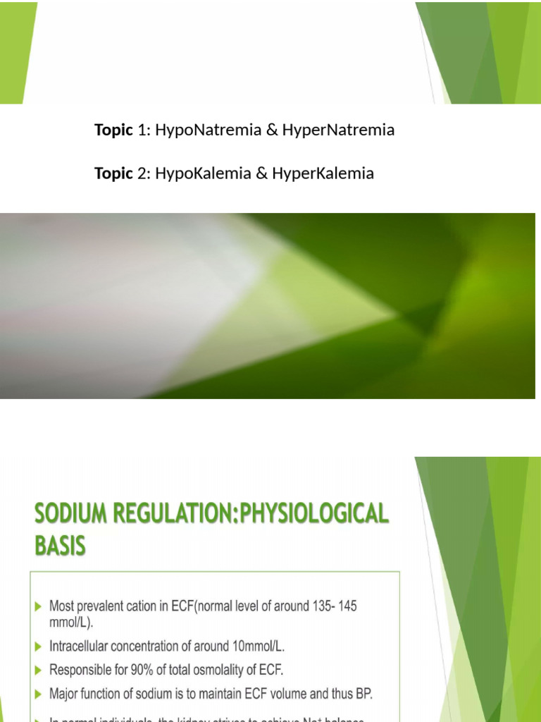 HypoNa & HyperNa With HypoK & HyperK N | PDF