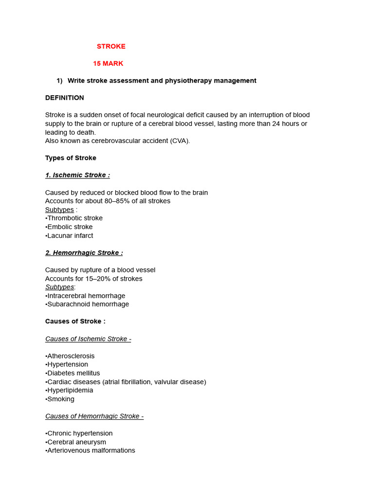 Stroke Assessment and Management Guide | PDF | Stroke | Balance (Ability)