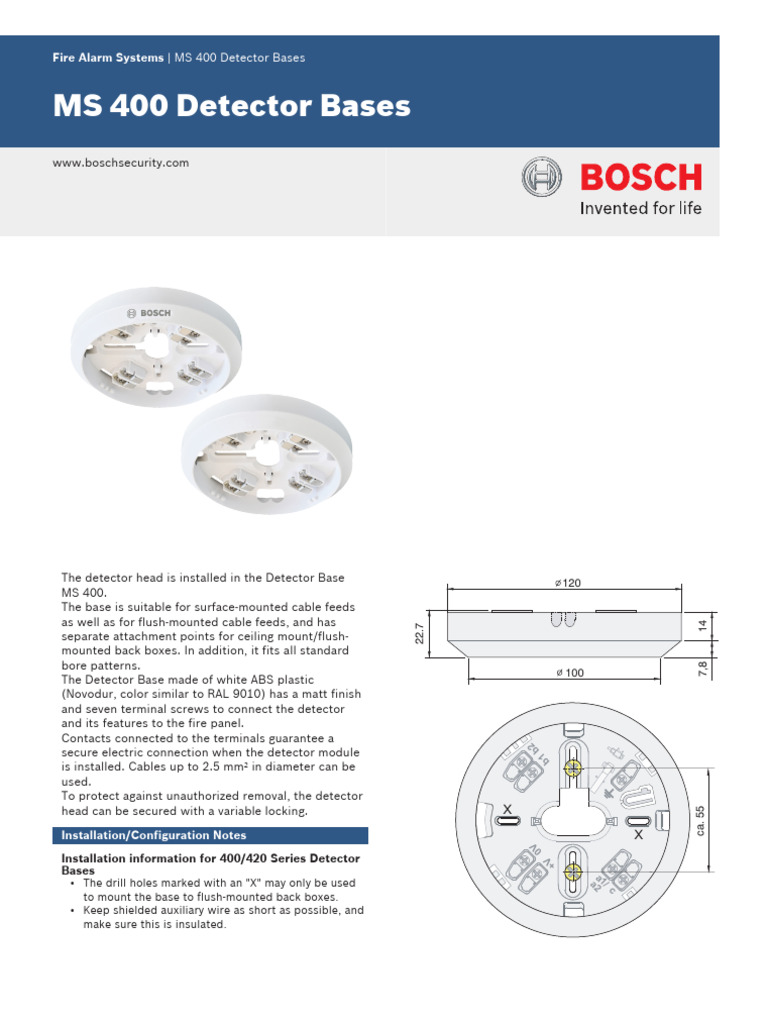 MS 400 Detector Base Specifications | PDF | Manufactured Goods | Equipment
