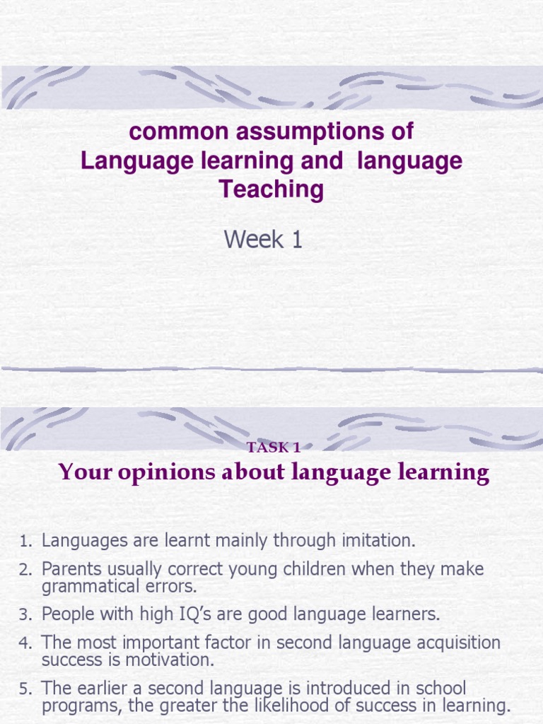 Common Assumptions of Language Learning and Language Teaching | PDF ...