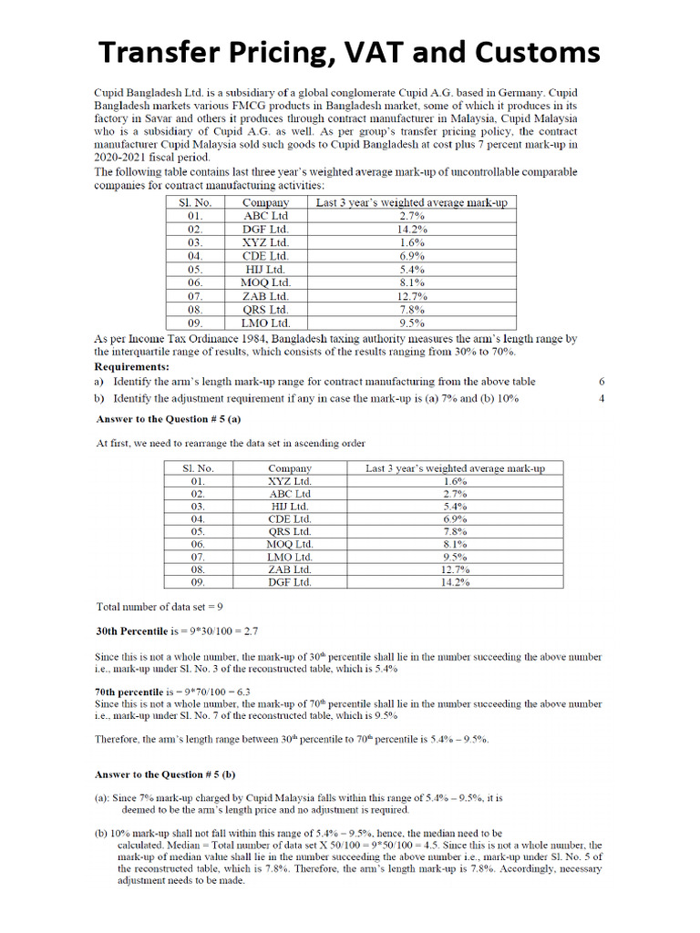 Transfer Pricing, VAT and Customs | PDF | Value Added Tax | Taxes