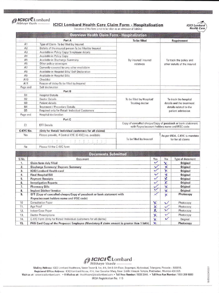 Sample Claim File With Form | PDF