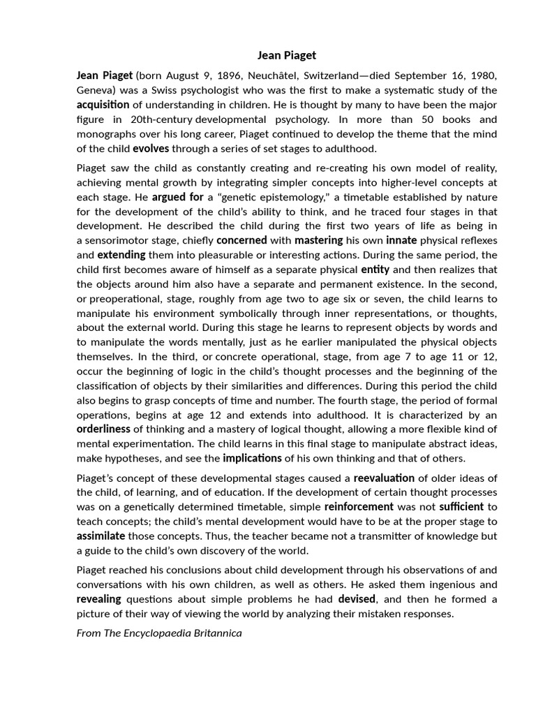 Understanding Piaget's Stages of Child Development | PDF | Behavioural ...