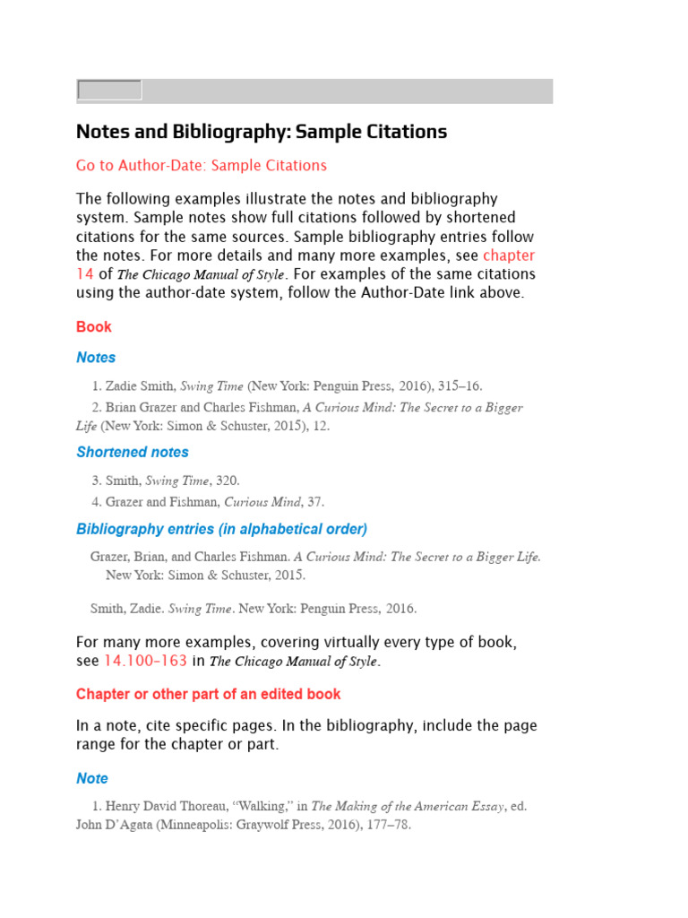 Chicago Notes and Bibliography Style Deatailed (1) | PDF | Citation ...