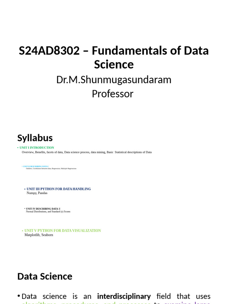 FDS - Unit - I | PDF | Video | Data