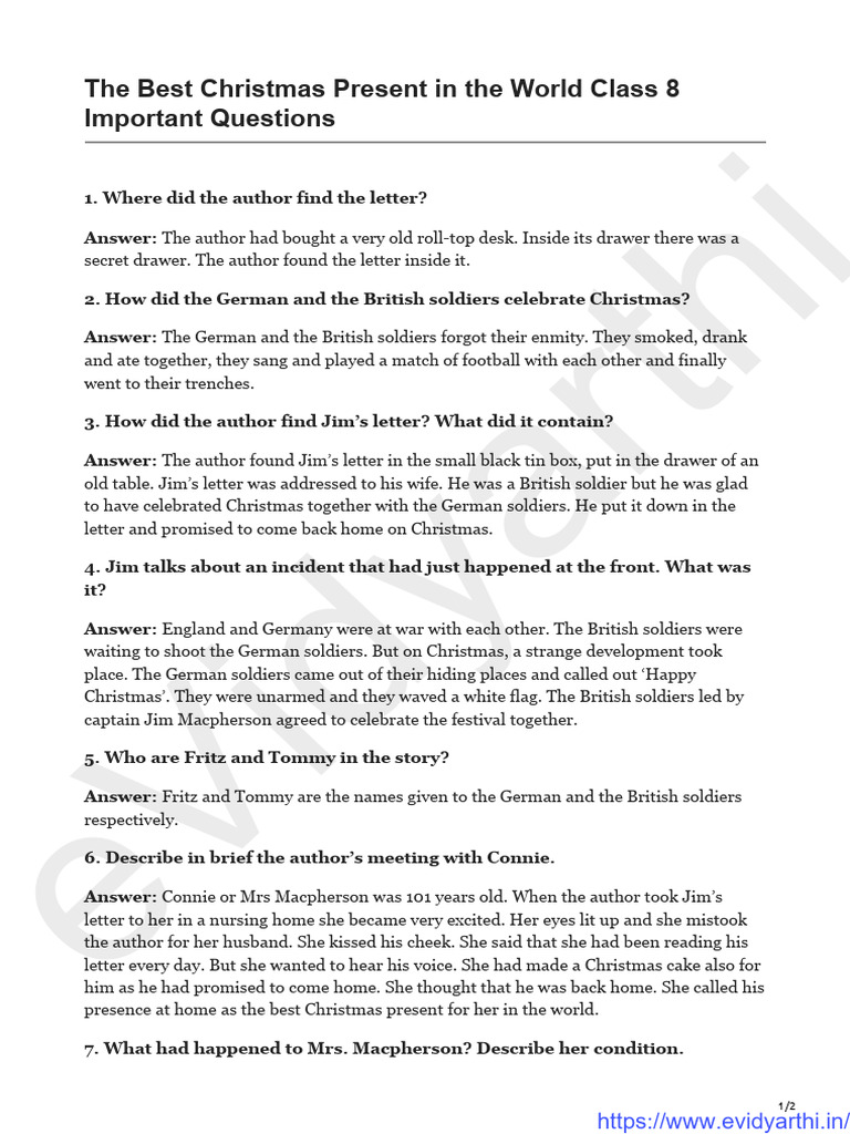 Class 8 English Chapter 1 Important Questions Honeydew | PDF