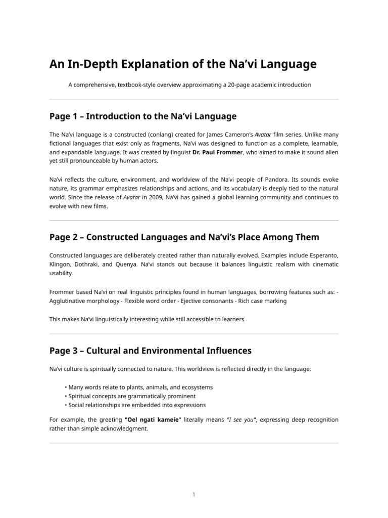 An in‑Depth Explanation of the Naʼvi Language | PDF | Word | Adjective