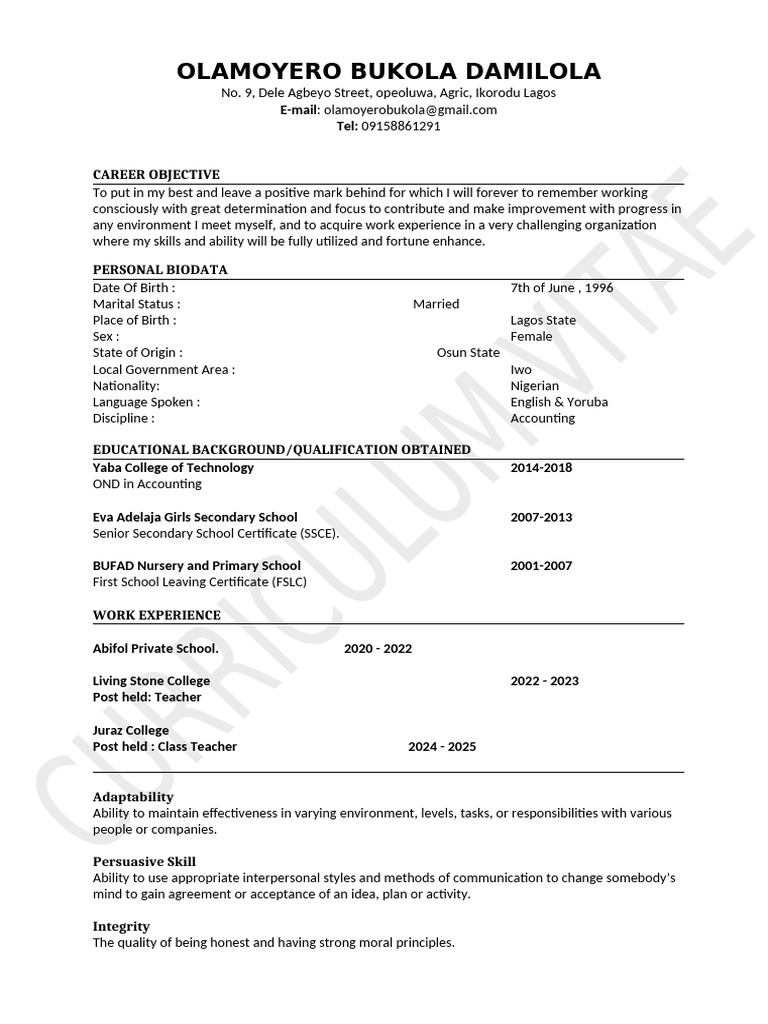 NEWW CV | PDF | Teachers | Learning