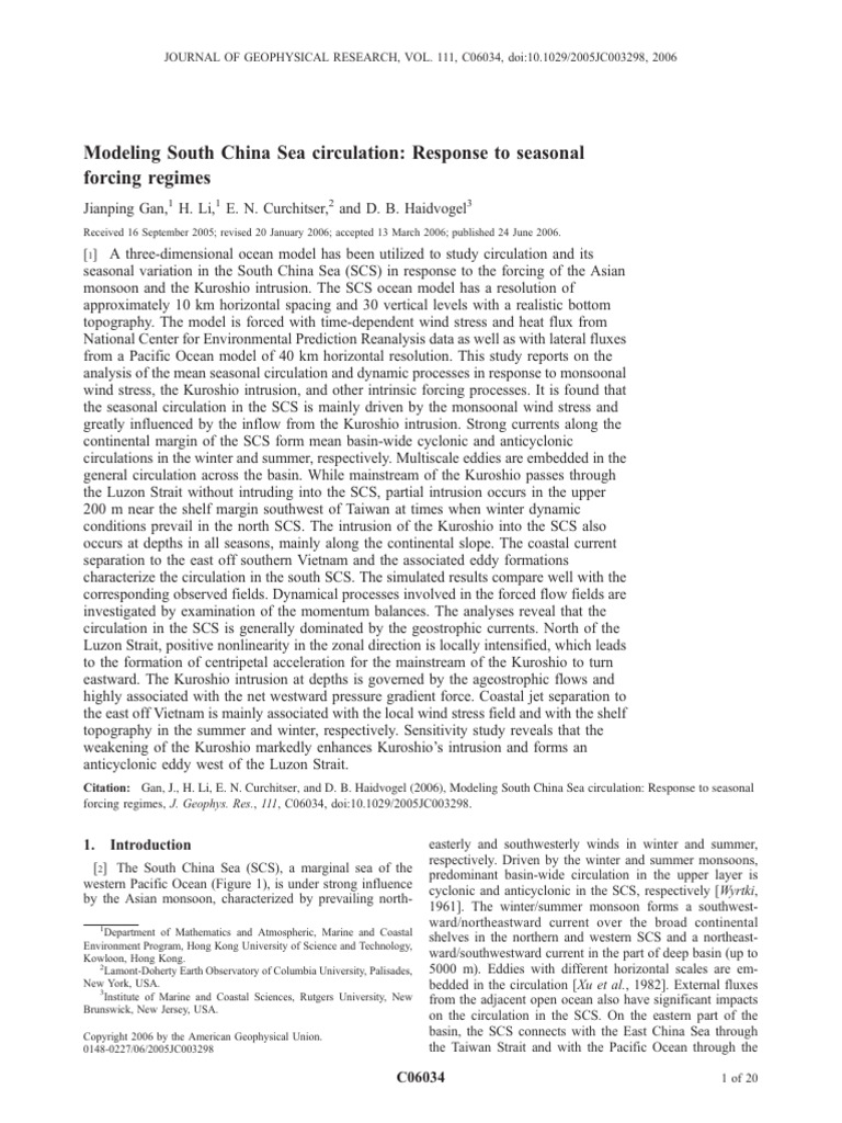 Journal of Geophysical Research Oceans - 2006 - Gan - Modeling South ...