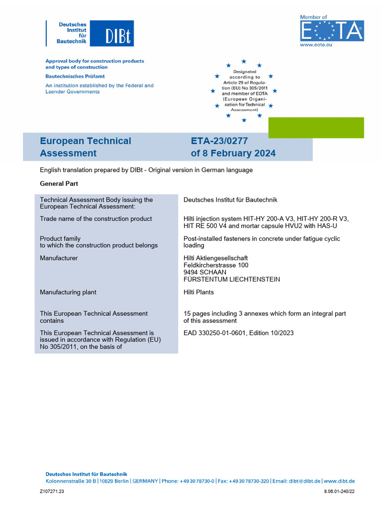 ETA-23_0277 | PDF | Building Materials | Structural Engineering