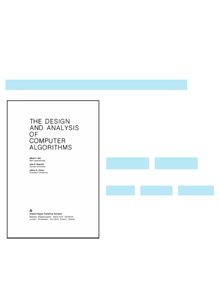 Design and Analysis of Computer Algorithms 1st Edition Alfred V. Aho The Ready to Read | PDF