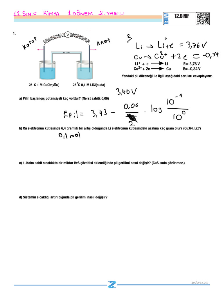 12.sinif-kimya-1.donem-2.yazili-prova-zeduva | PDF