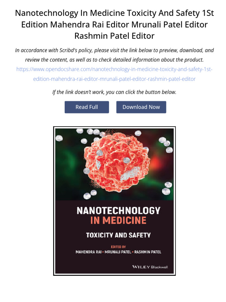 Nanotechnology in Medicine Toxicity and Safety 1st Edition Mahendra Rai ...