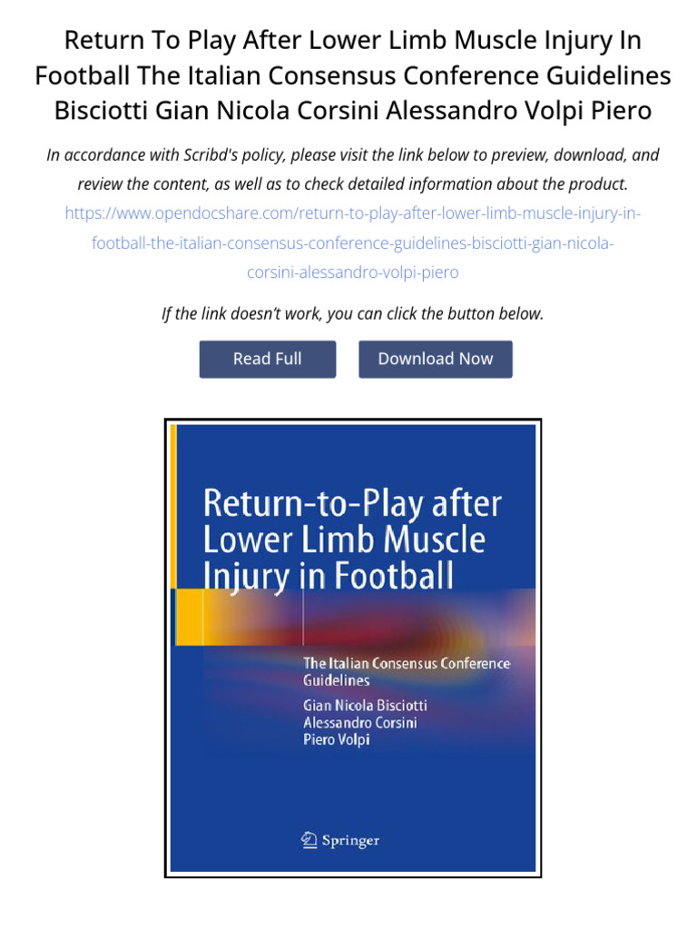 Return to Play after Lower Limb Muscle Injury in Football The Italian ...