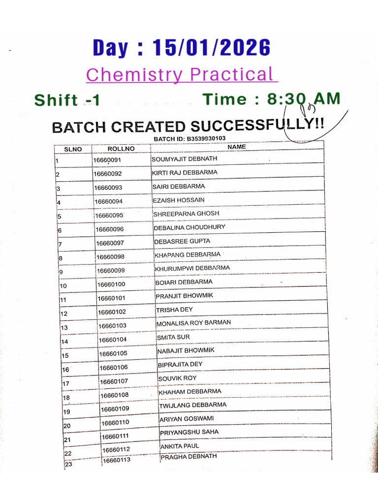 Chemistry Prac (Date - 15-01-2026) - Shift 1 | PDF