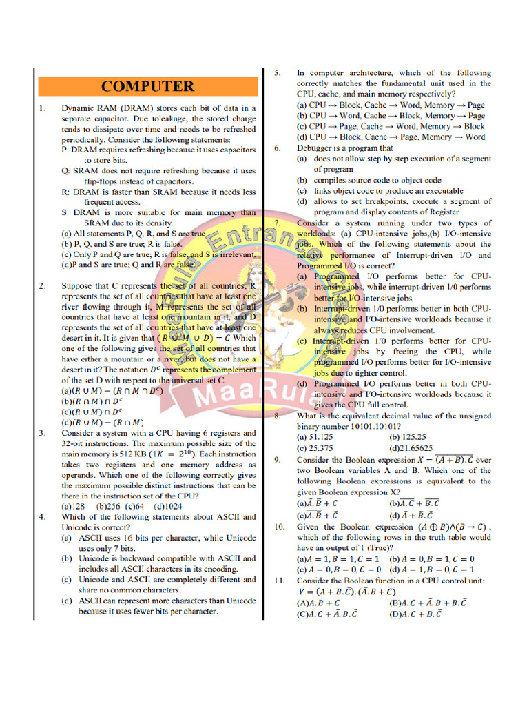 Computer Architecture MCQs With Answers | PDF