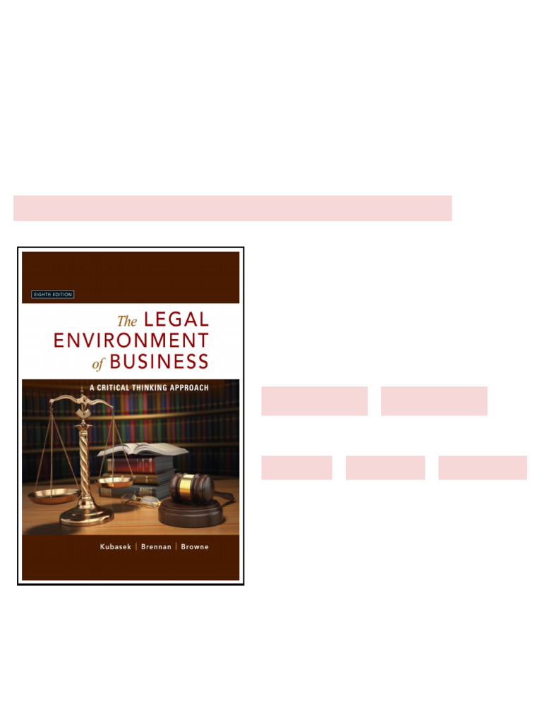 Legal Environment of Business A Critical Thinking Approach 8th NANCY K ...