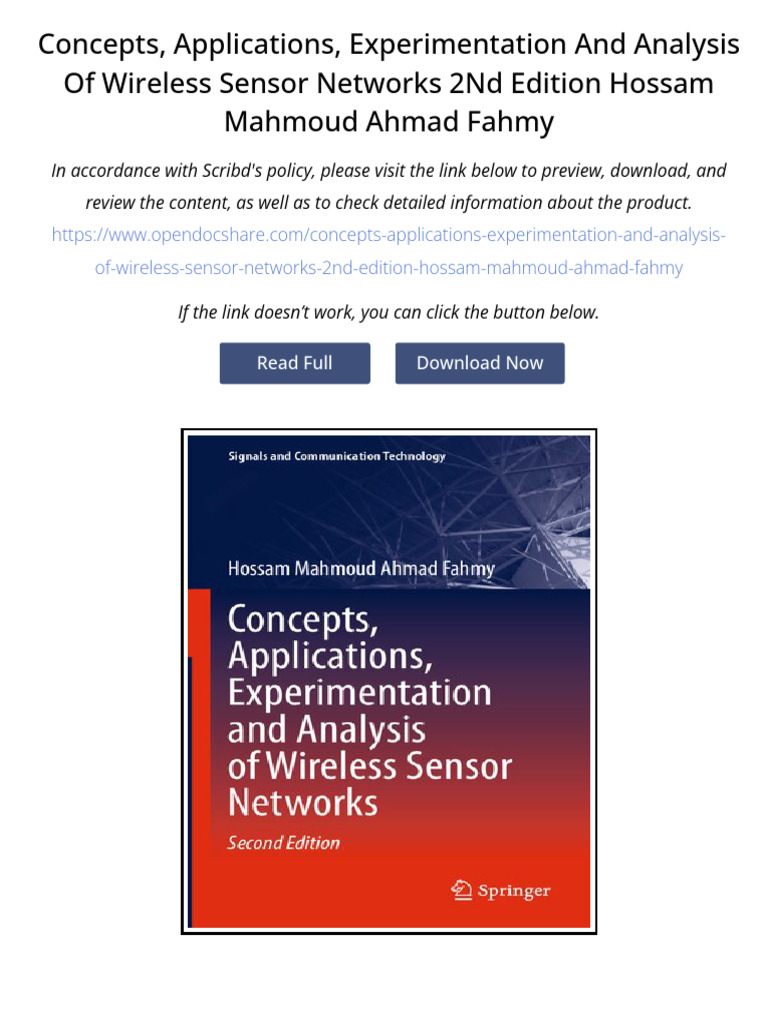 Concepts, Applications, Experimentation and Analysis of Wireless Sensor ...